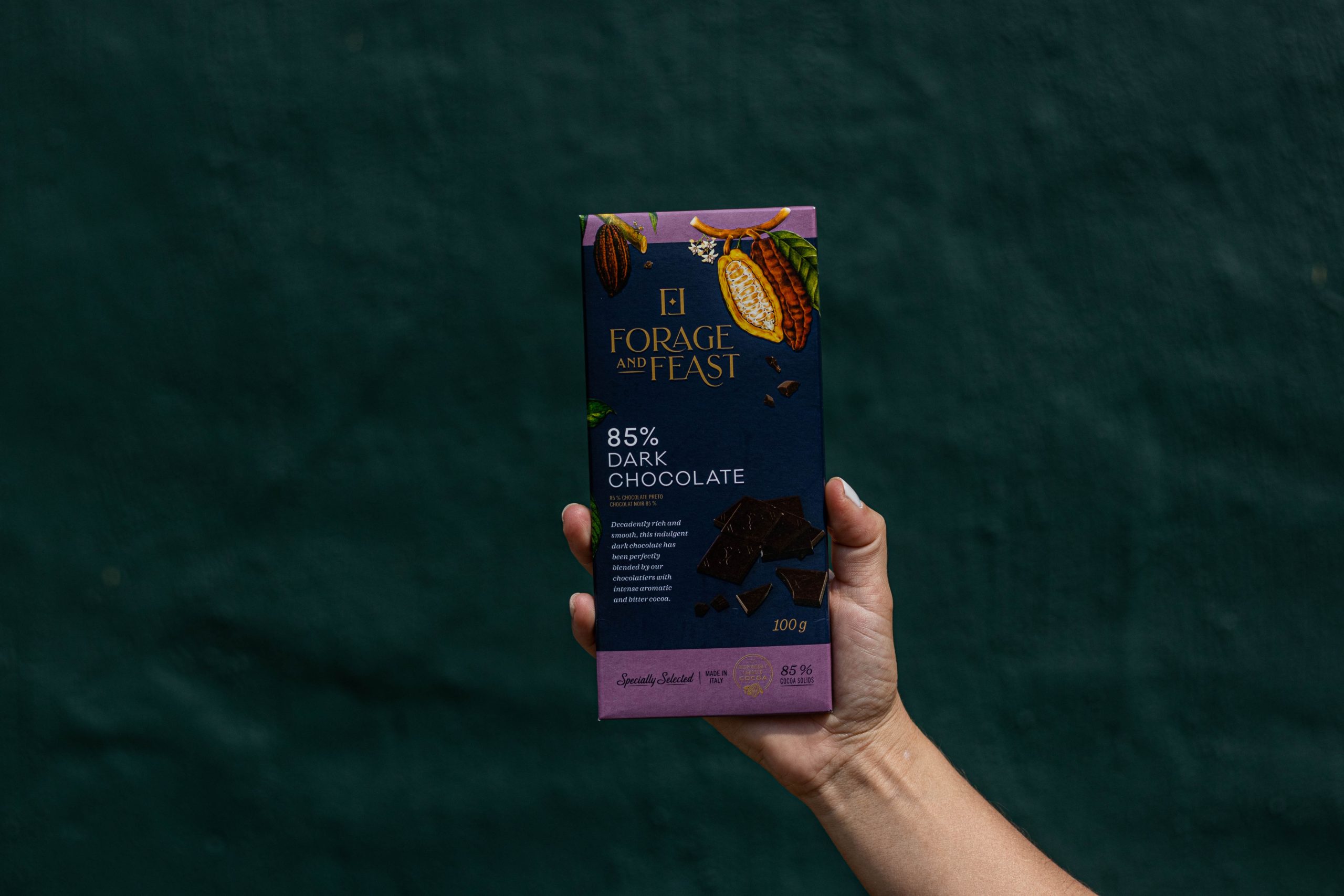 Forage & Feast (85% Dark Chocolate Slab) - Rose & Company